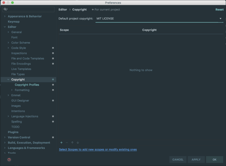 Adding A Copyright License Header For Java Source Files In Intellij