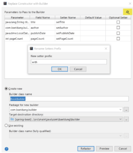 Creating the Java Builder for a Class in IntelliJ | Baeldung