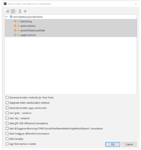 Creating the Java Builder for a Class in IntelliJ | Baeldung