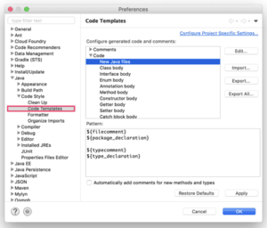 Adding Copyright License Header for Java Source Files in Eclipse | Baeldung