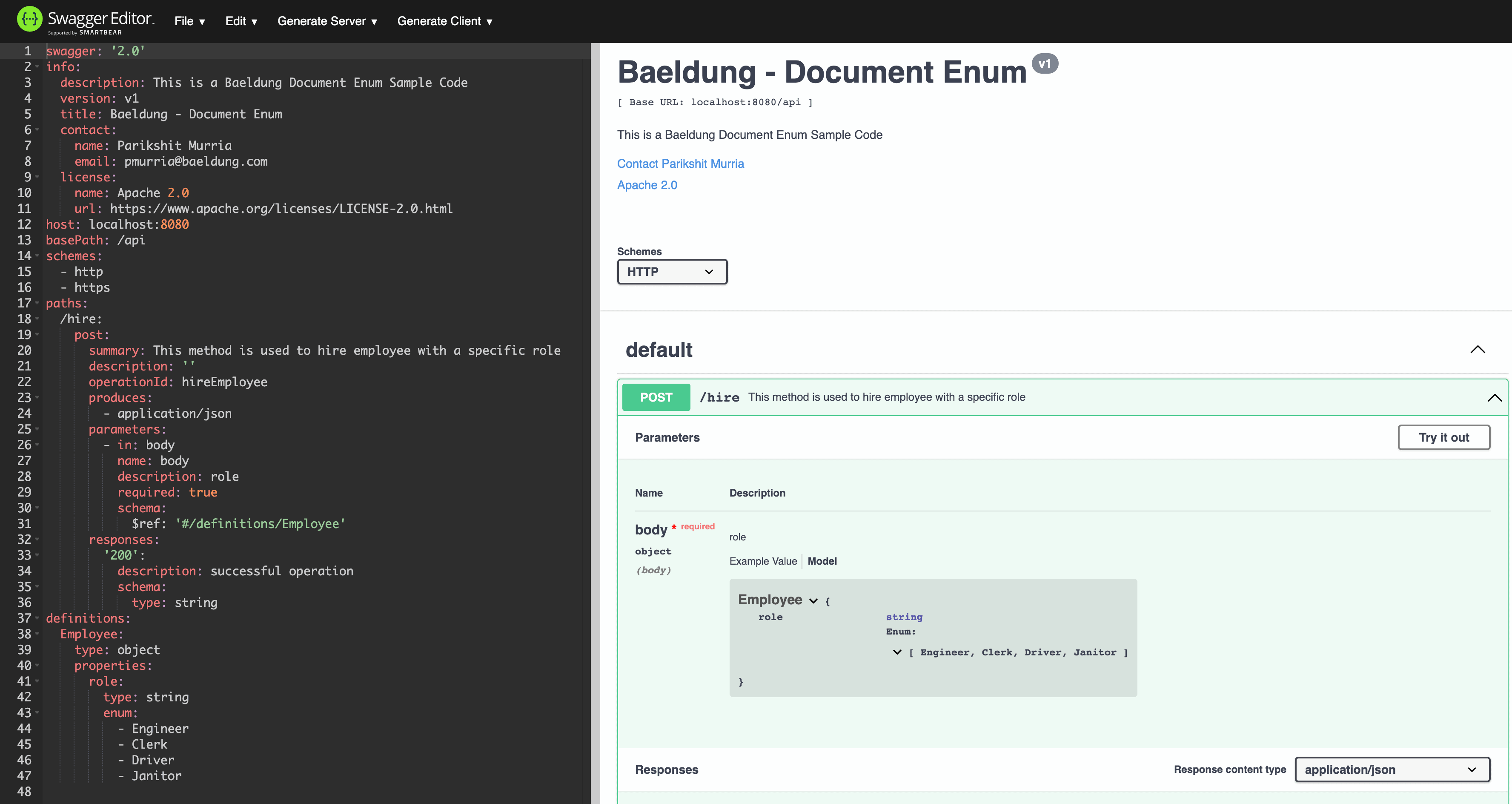 Document Enum In Swagger Baeldung