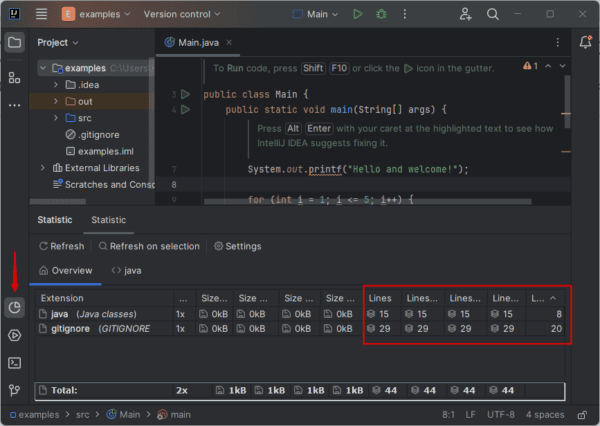 How To Count Lines Of Java Code Using Intellij Idea Baeldung