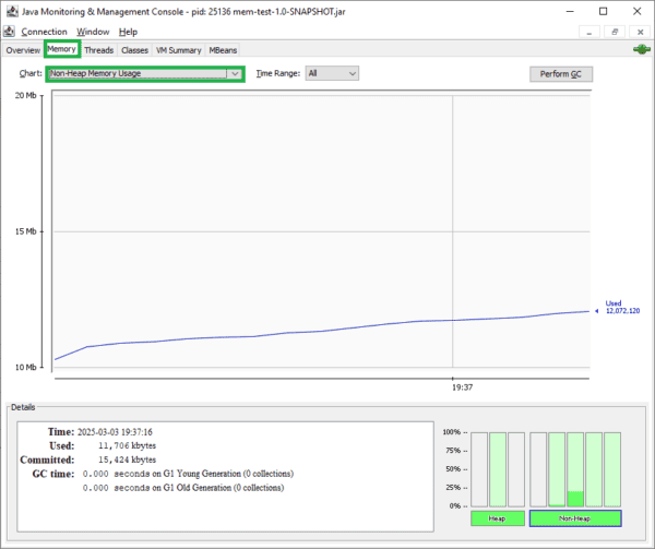 Monitor Non-Heap Memory Usage of a JVM | Baeldung