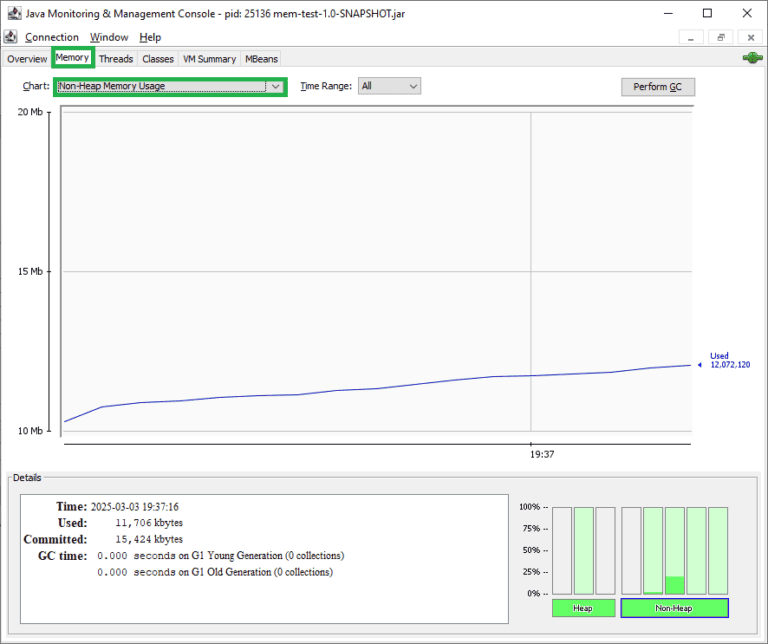 Monitor Non-Heap Memory Usage of a JVM | Baeldung