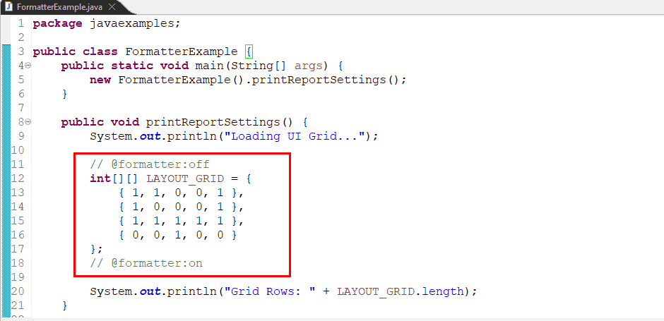 Disable Formatting in Eclipse | Baeldung